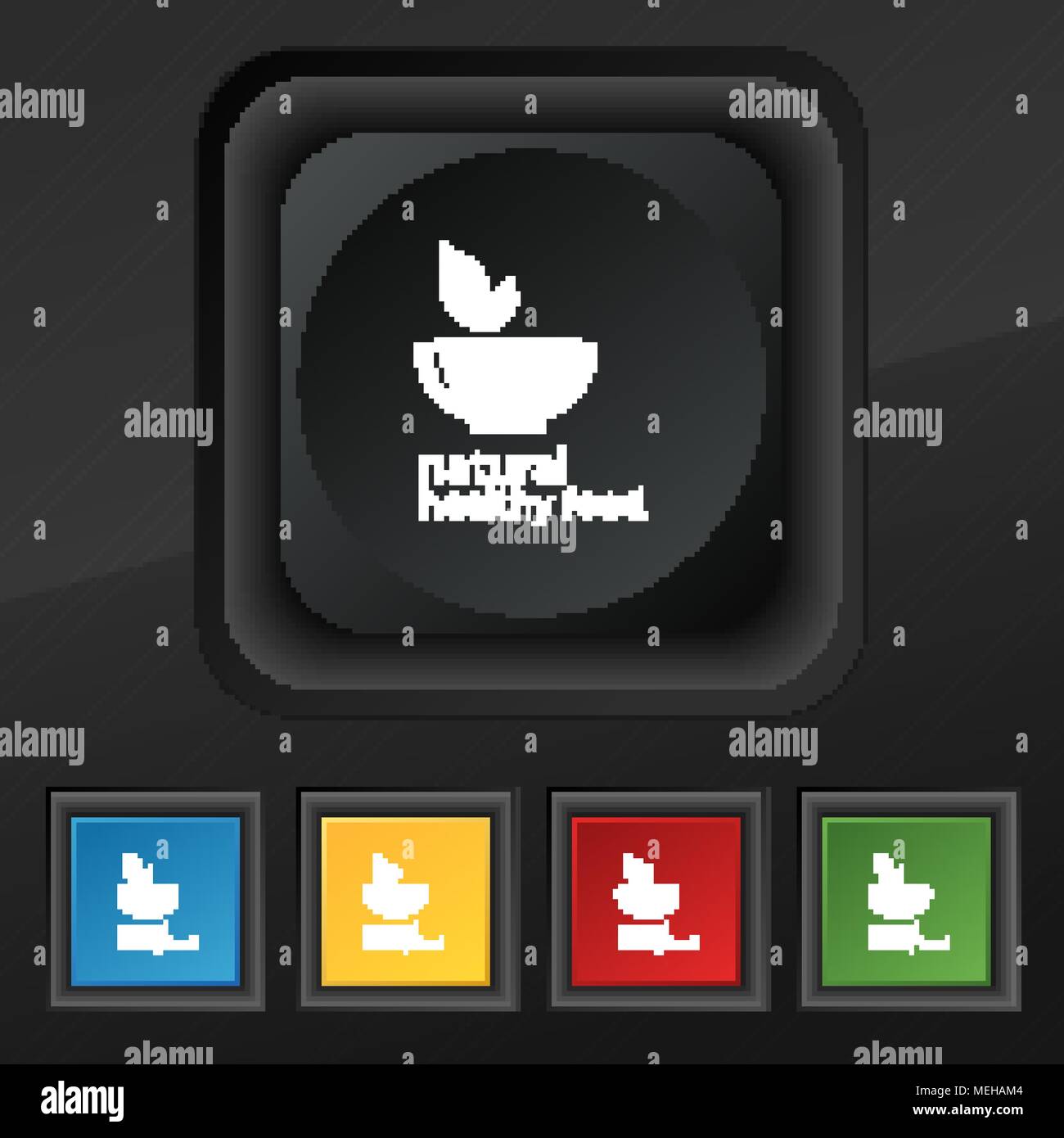 healthy food concept icon symbol. Set of five colorful, stylish buttons ...