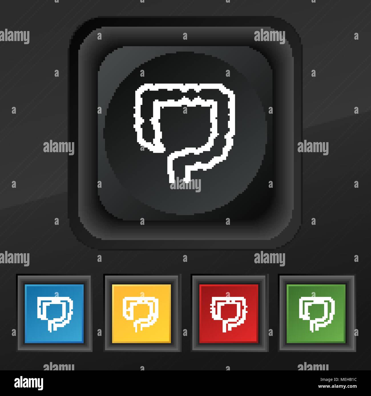 large intestine icon symbol. Set of five colorful, stylish buttons on ...