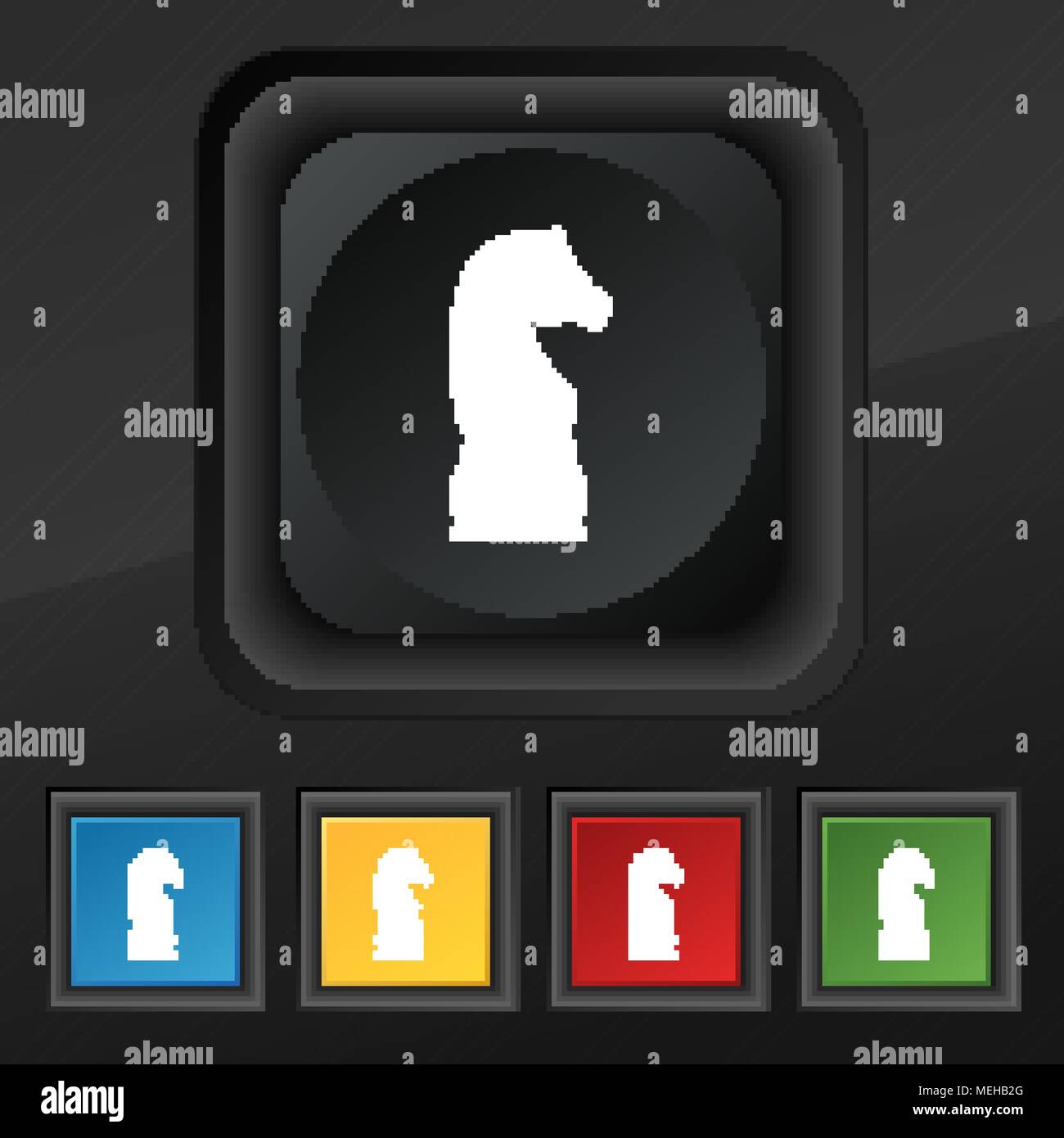 Chess knight icon symbol. Set of five colorful, stylish buttons on ...