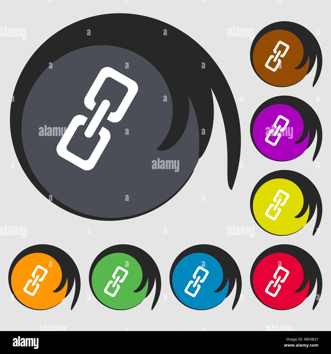 link icon. Symbols on eight colored buttons. Vector illustration Stock ...