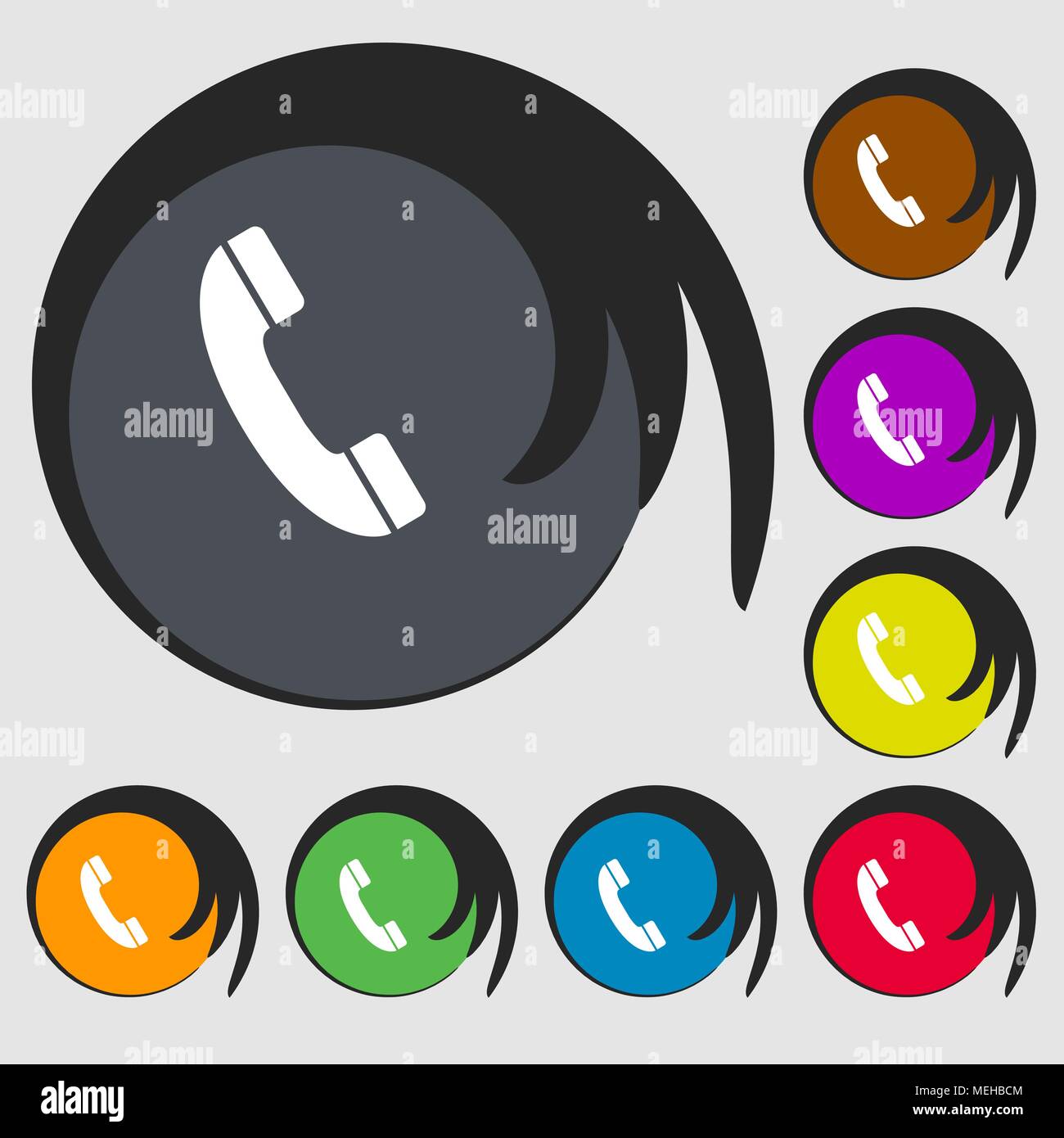 Call icon. Symbols on eight colored buttons. Vector illustration Stock ...