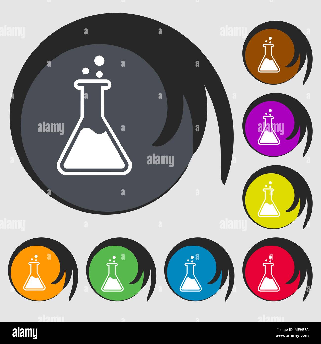 Flask icon. Symbols on eight colored buttons. Vector illustration Stock ...