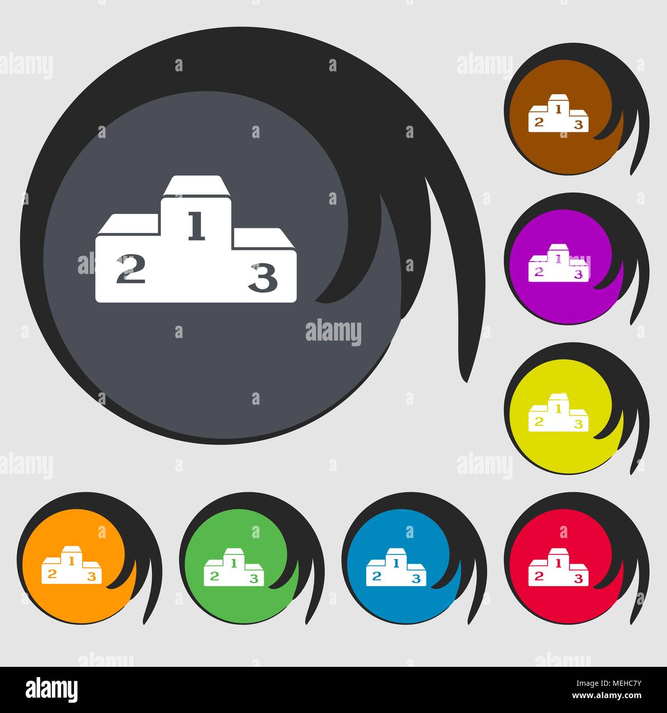 Podium sign icon. Symbols on eight colored buttons. Vector illustration ...
