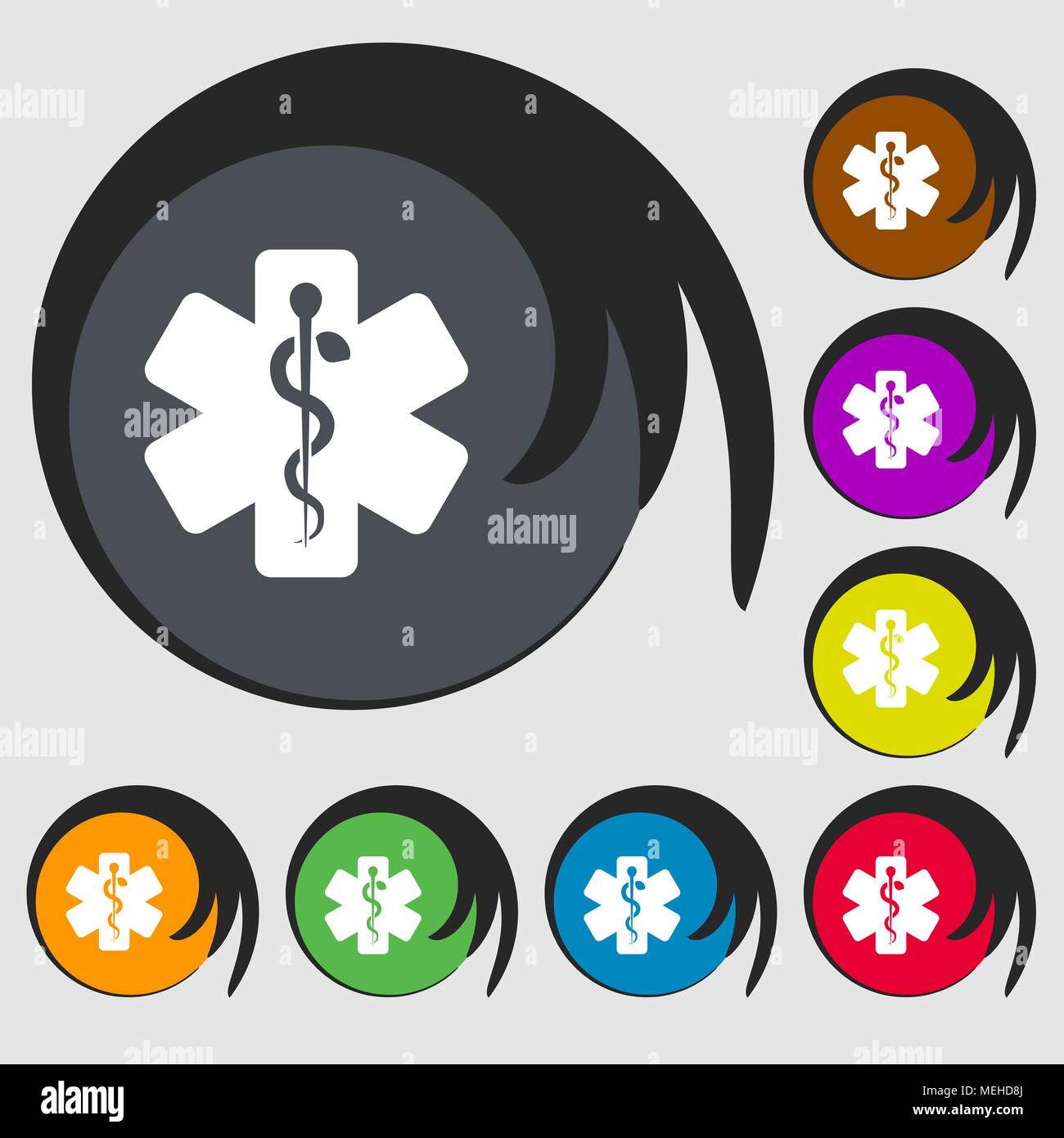 Medicine sign icon. Symbols on eight colored buttons. Vector ...