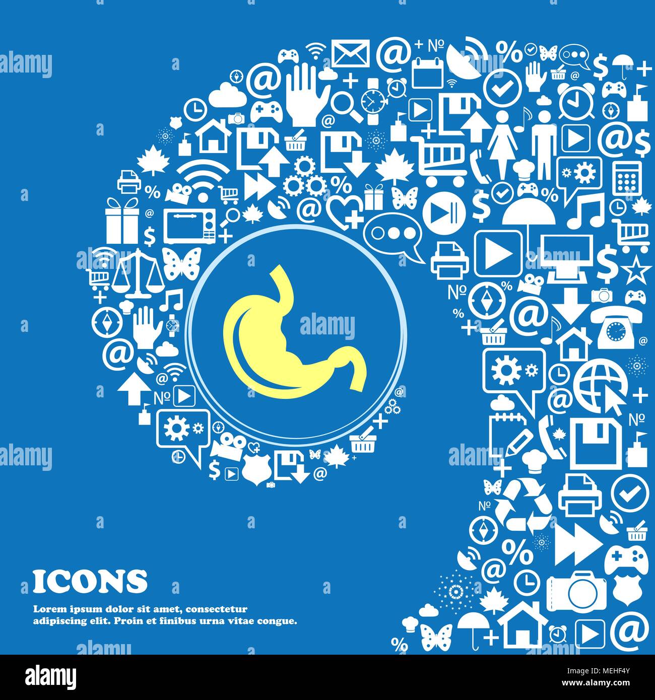 Stomach symbols. Nice set of beautiful icons twisted spiral into the ...