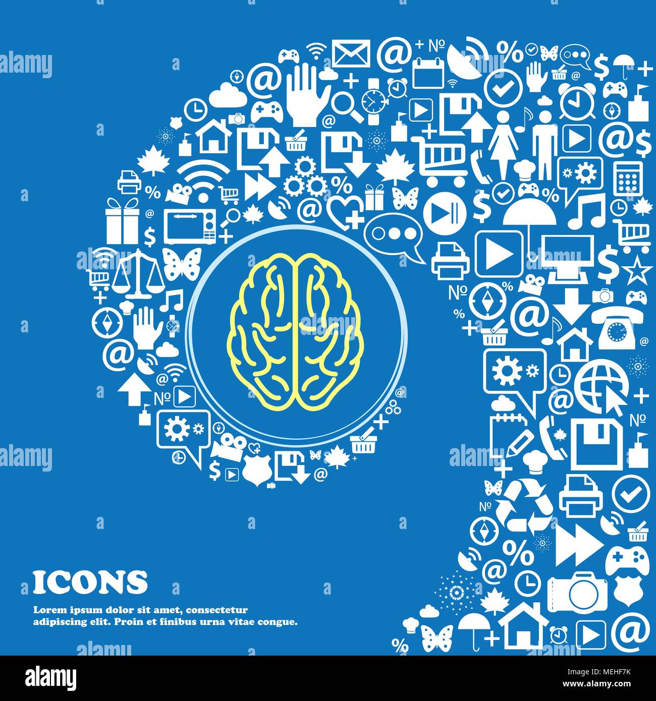 Brain symbols. Nice set of beautiful icons twisted spiral into the ...