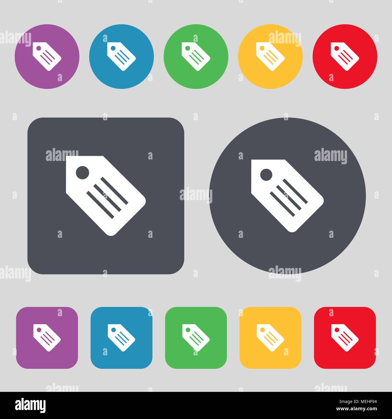 Web stickers, tags and banners icon sign. A set of 12 colored buttons ...