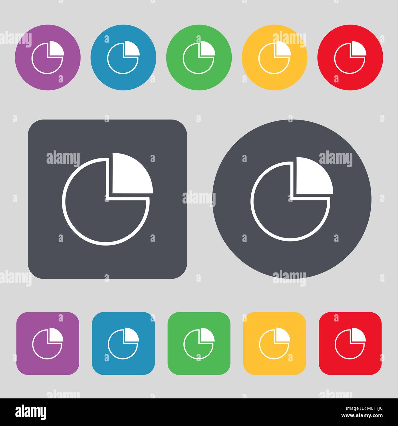 Infographic icon sign. A set of 12 colored buttons. Flat design. Vector ...