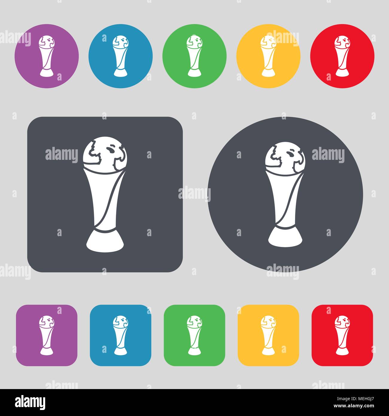 World cup icon sign. A set of 12 colored buttons. Flat design. Vector ...