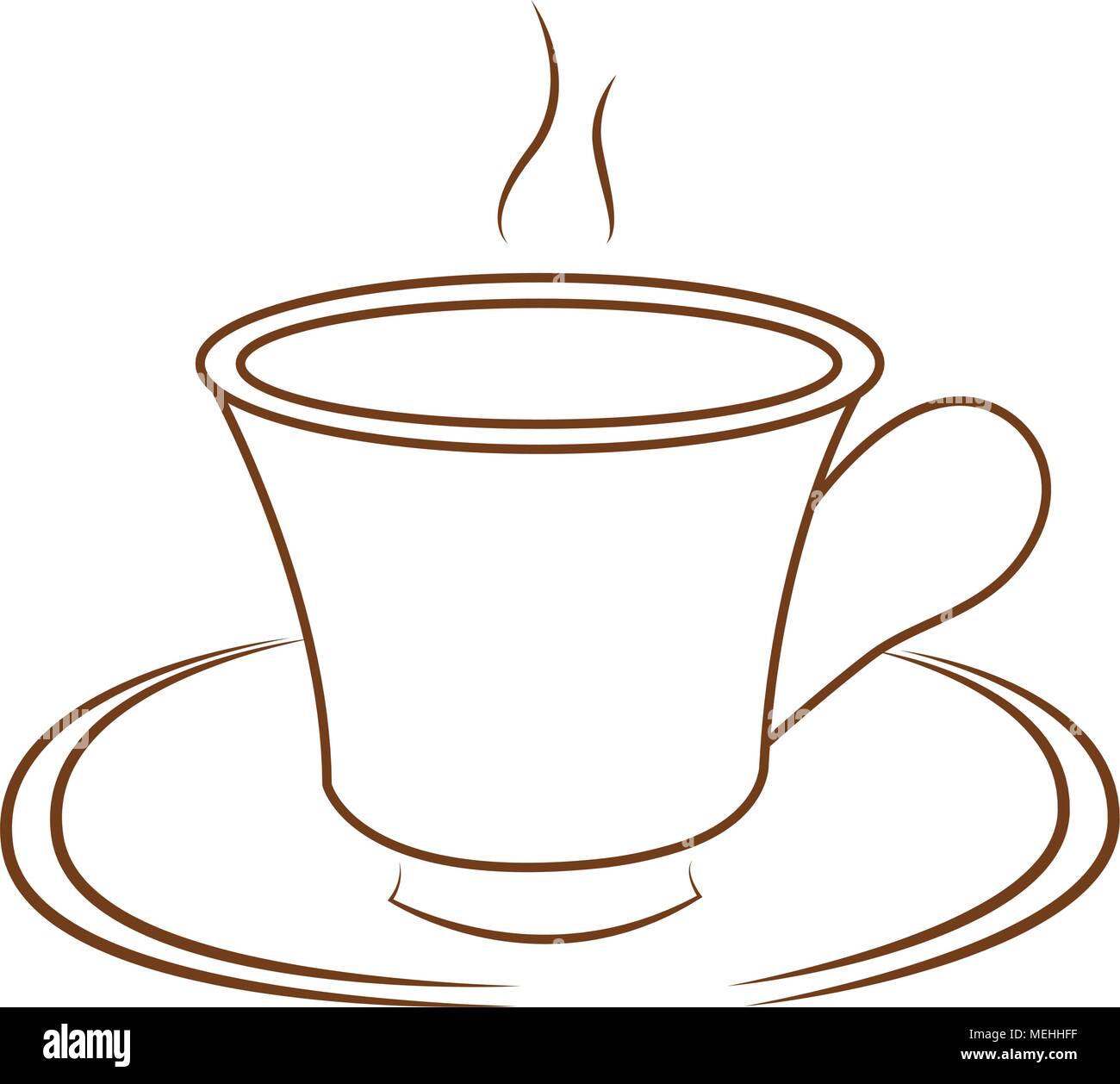 abstract delicious outline coffee symbol on a white background Stock ...