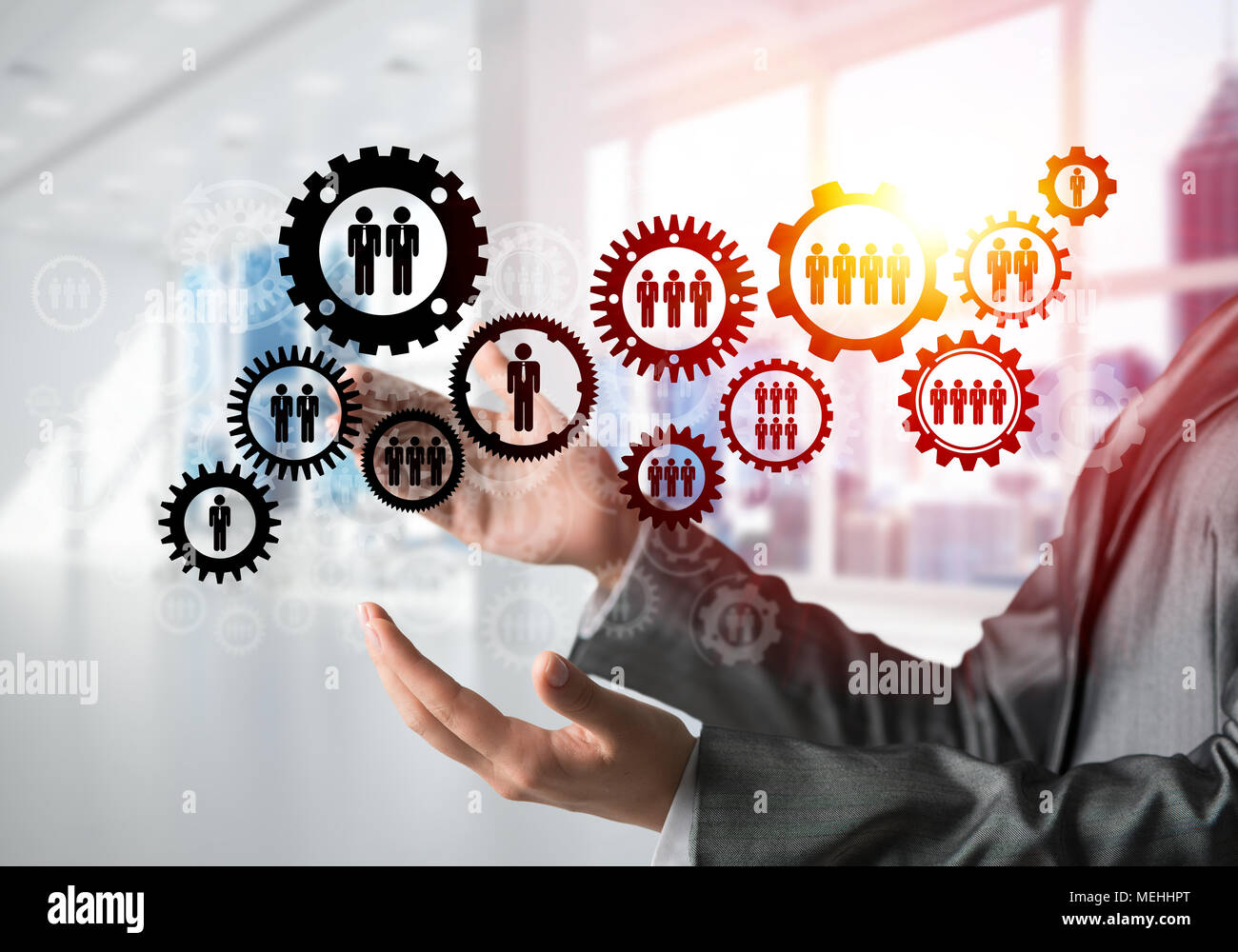 Cogwheels and gears mechanism as social communication concept Stock ...