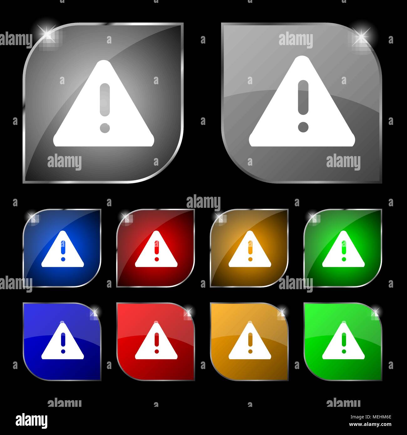 exclamation mark, Attention caution icon sign. Set of ten colorful ...