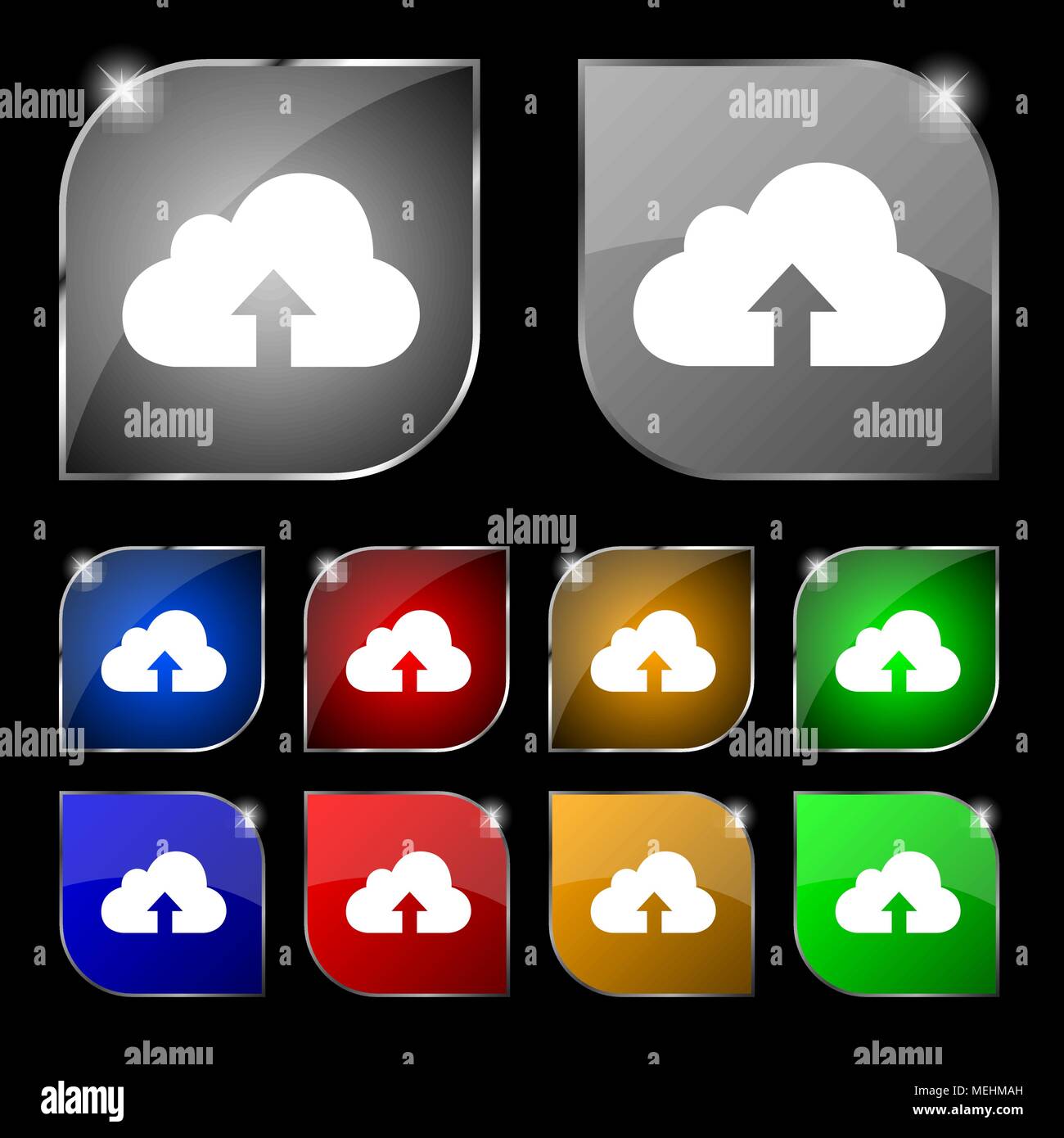 Backup icon sign. Set of ten colorful buttons with glare. Vector ...