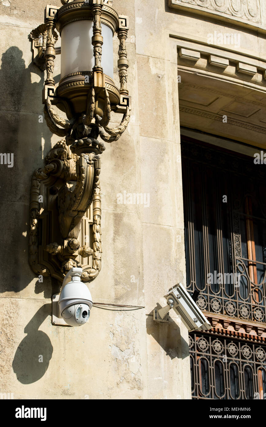 CCTV cameras on the facade of an old historic building Stock Photo - Alamy