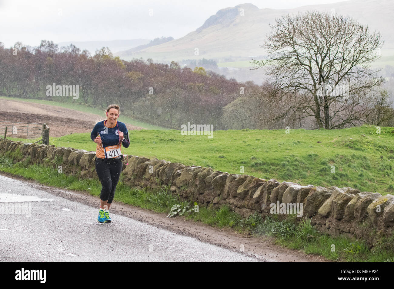 Balfron, Stirlingshire, Scotland, UK - 22 April 2018: UK weather - a ...