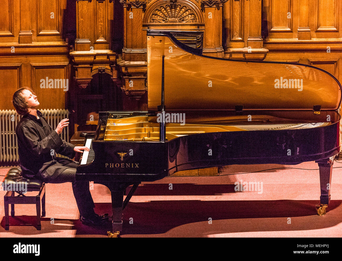 Hastings, Sussex, UK, 22 April 2018. Concert pianist Oliver Poole gives ...