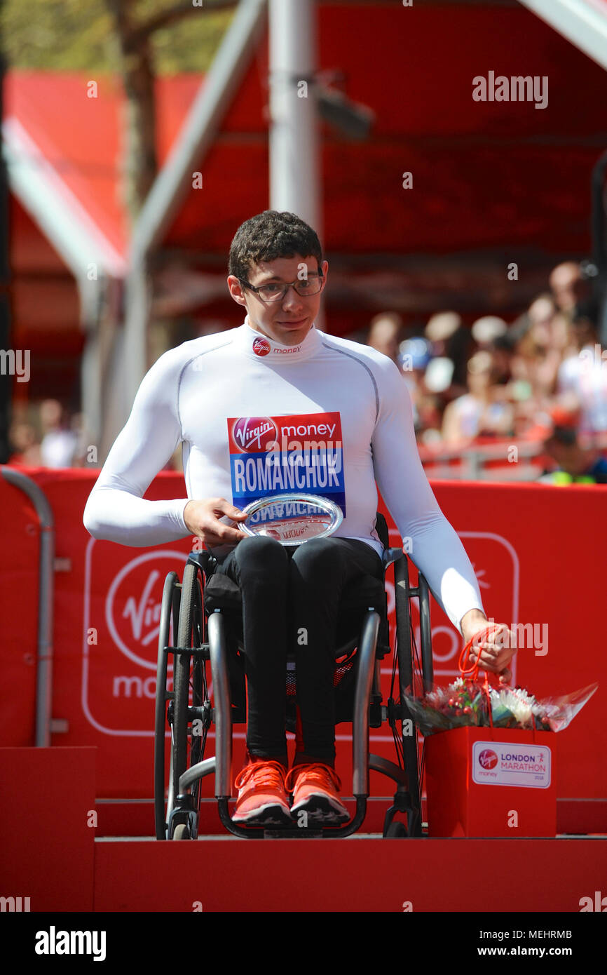 London, UK, 22 April 2018. Daniel Romanchuk (USA) on the podium during ...