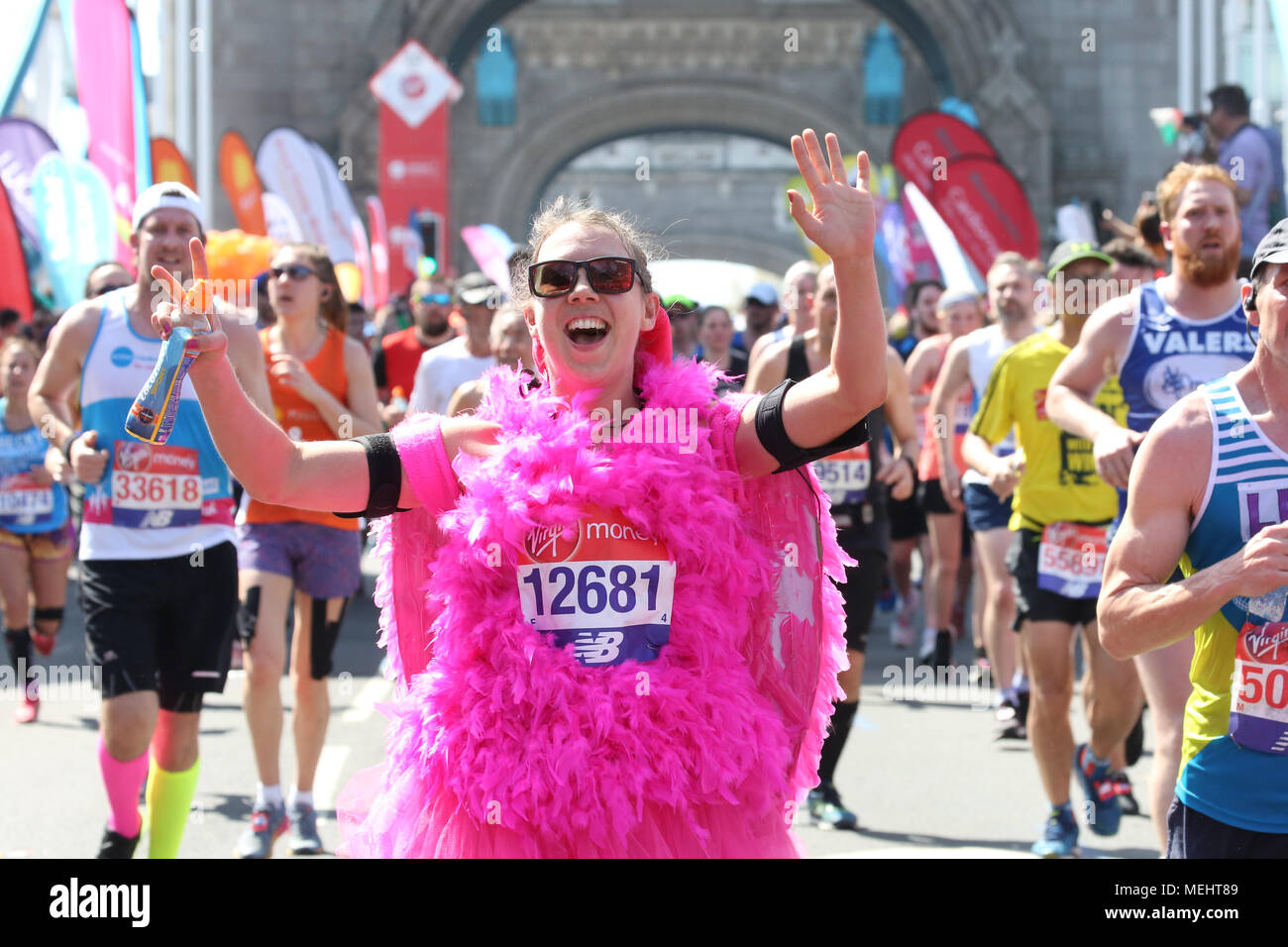 London, UK, 22nd April 2018. Runners in the mass and fun runner race ...