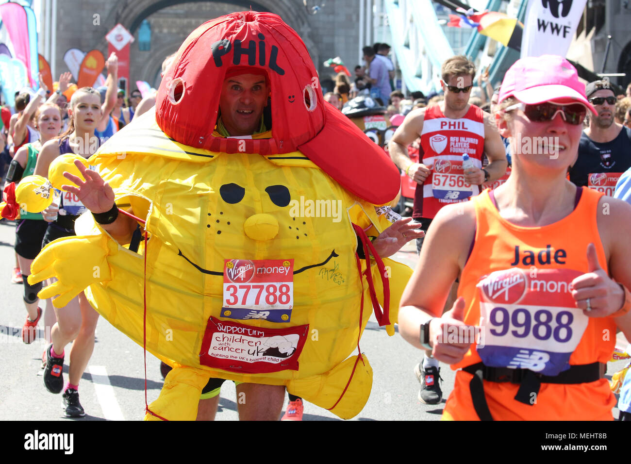 London, UK, 22nd April 2018. Runners in the mass and fun runner race ...