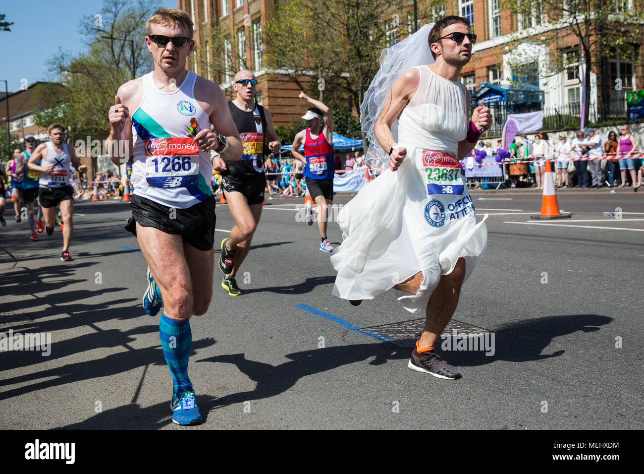 London, UK. 22nd April, 2018. Stephen Shanks (l) of Victoria Park ...