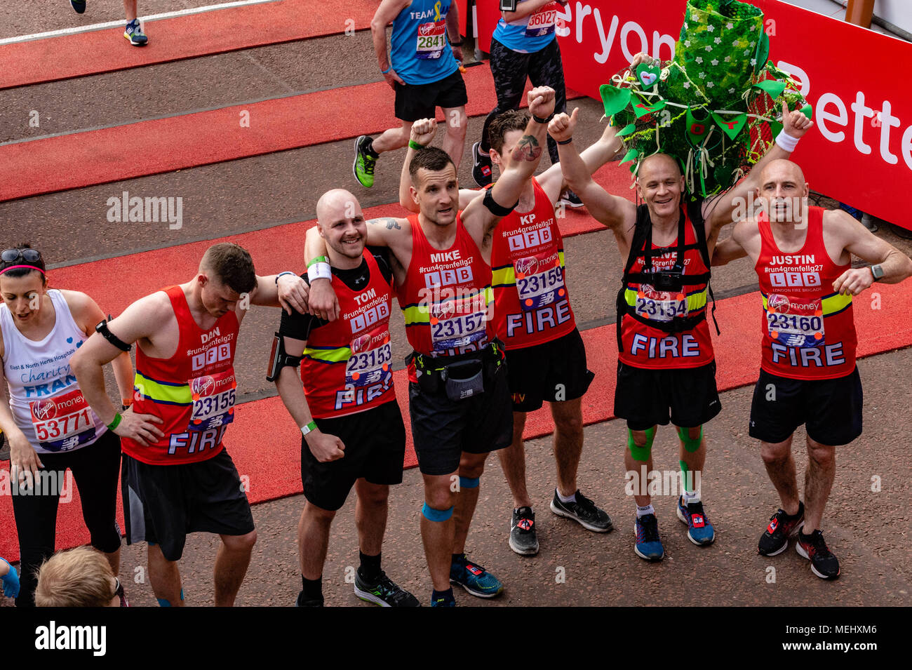 London 22nd April 2018 London Marathon, The Grenfell Tower firefighter ...