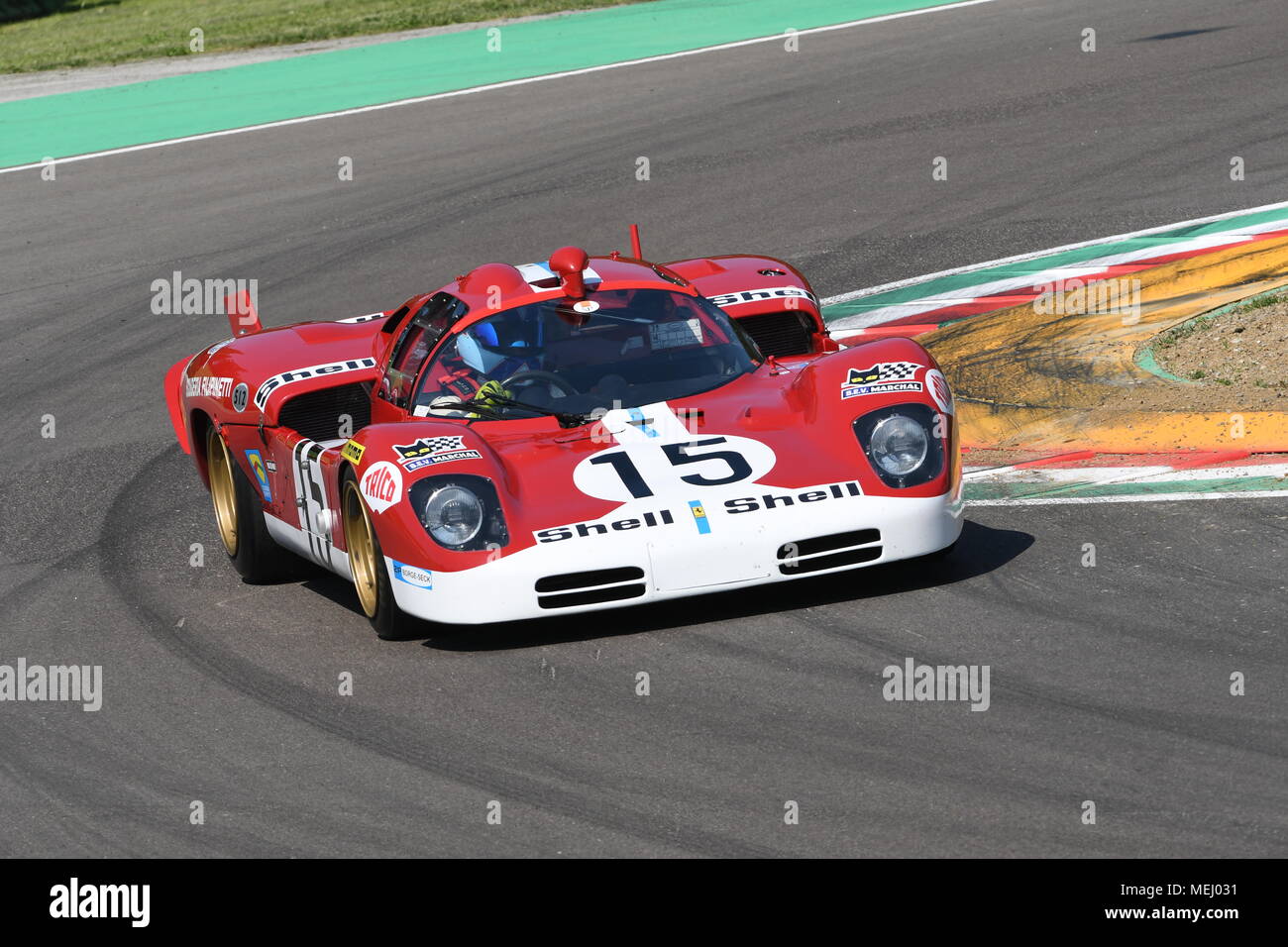 Imola Circuit, Italy. 21 April 2018: Unknow drive Ferrari 512 S (Coda ...