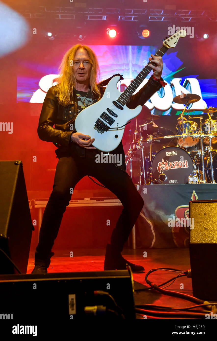 Las Vegas Nevada, USA. April 21, 2018 - Saxon Guitarist Doug Scarratt ...