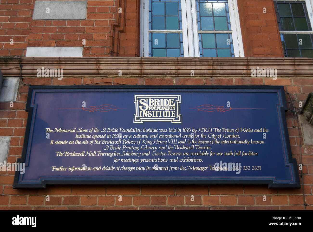 information board on the exterior of the 1894 st bride foundation ...