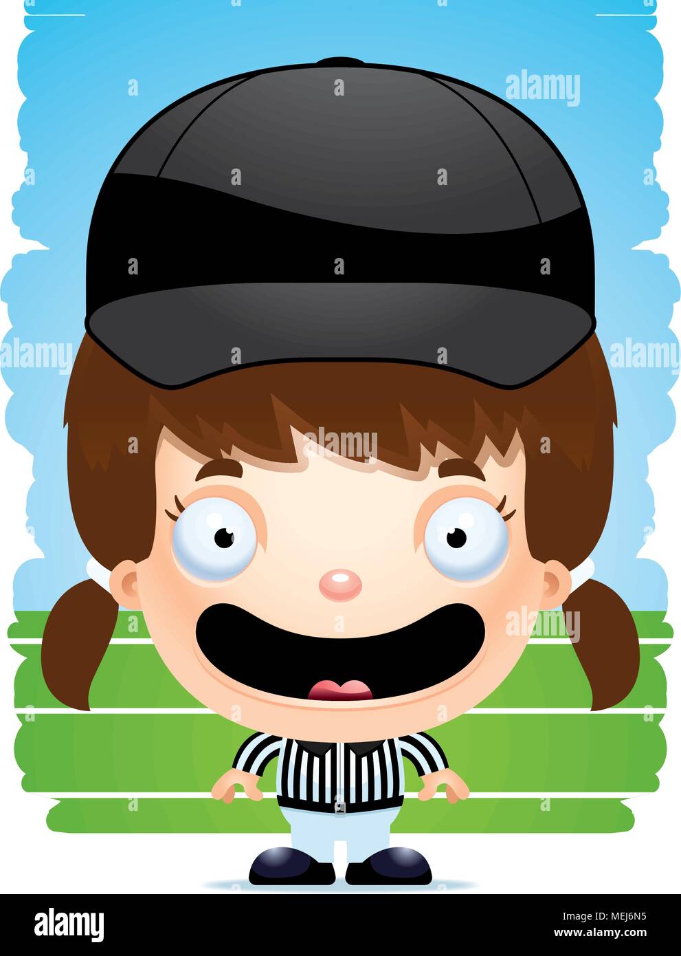 A cartoon illustration of a girl referee smiling Stock Vector Image ...