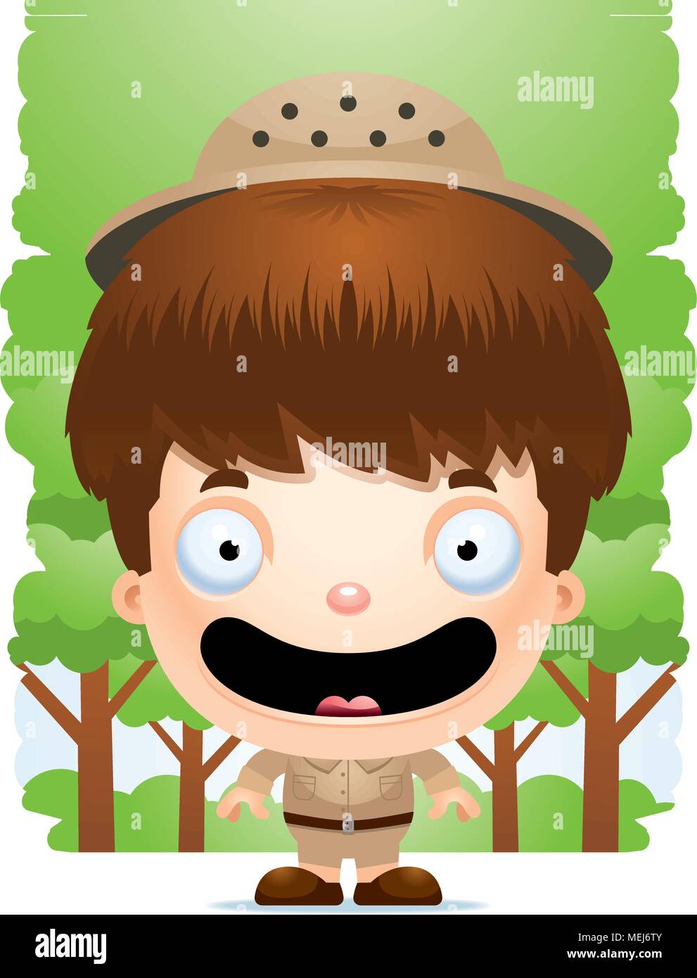 A cartoon illustration of a boy explorer standing and smiling Stock ...