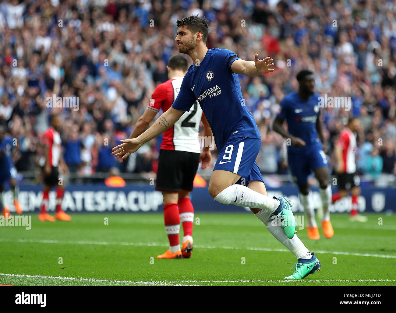 Chelsea's Alvaro Morata celebrates scoring his side's second goal of ...
