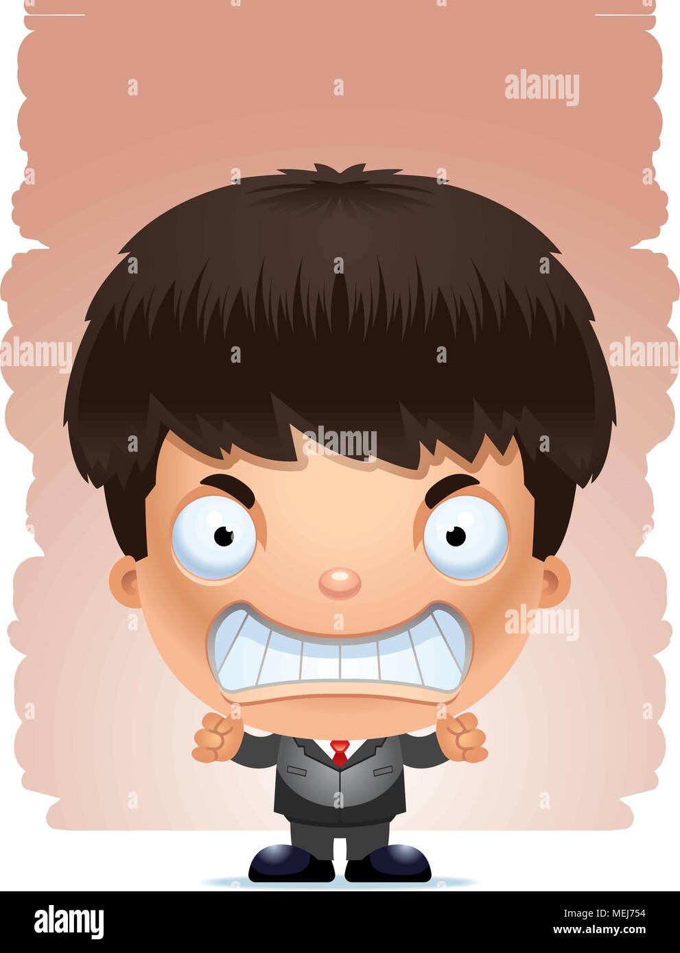 A cartoon illustration of a boy in a suit looking angry Stock Vector ...