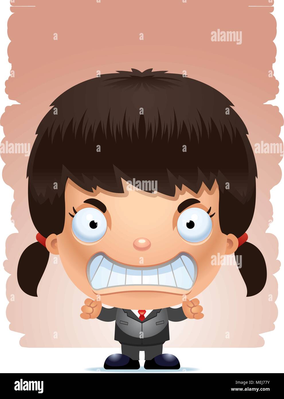 A cartoon illustration of a girl in a suit looking angry Stock Vector ...