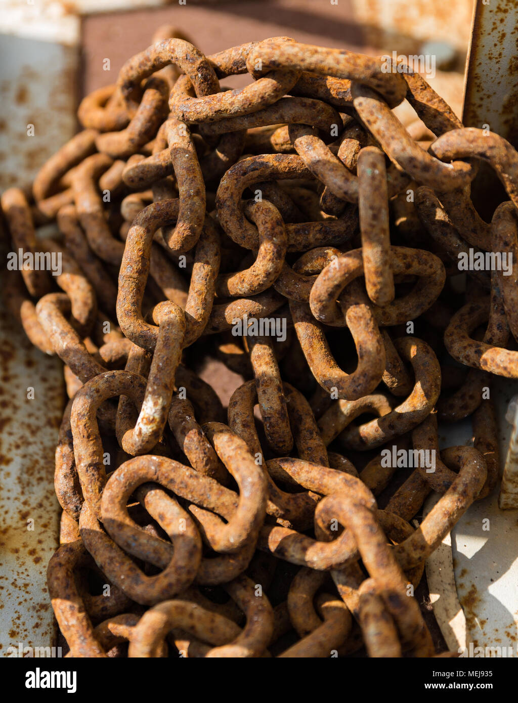 An old and rusted chain for maritime use Stock Photo - Alamy