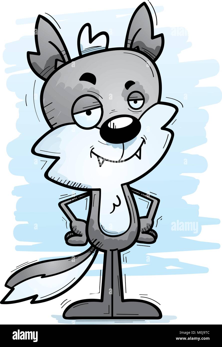 A cartoon illustration of a male wolf looking confident Stock Vector ...