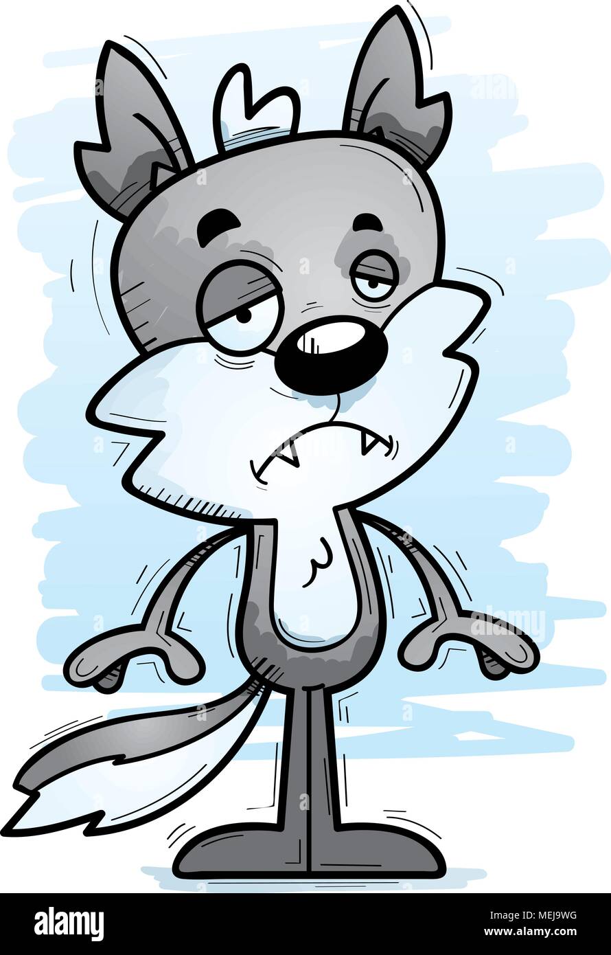 A cartoon illustration of a male wolf looking sad Stock Vector Image ...