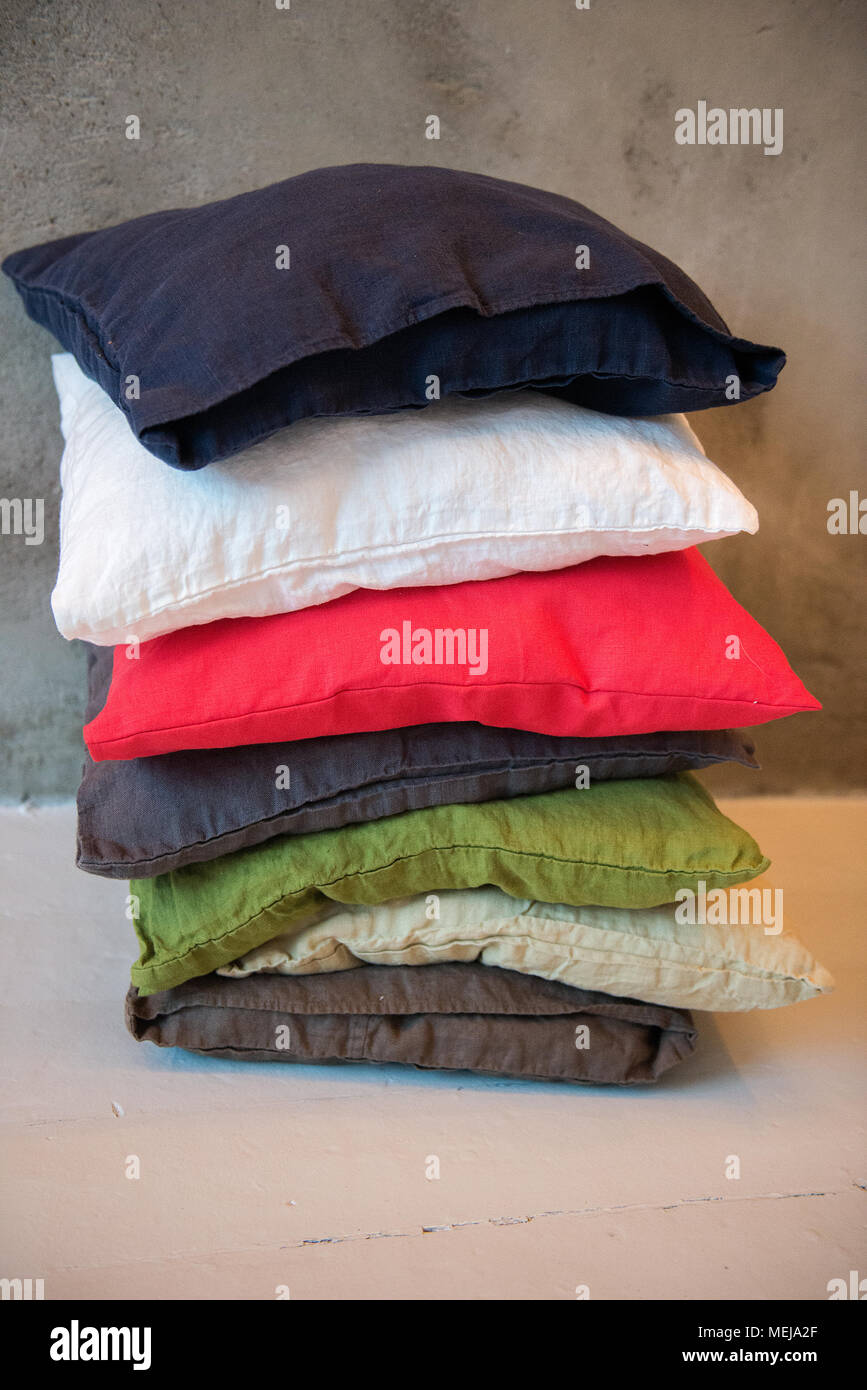 Colorful decorative pillows in modern interior Stock Photo - Alamy