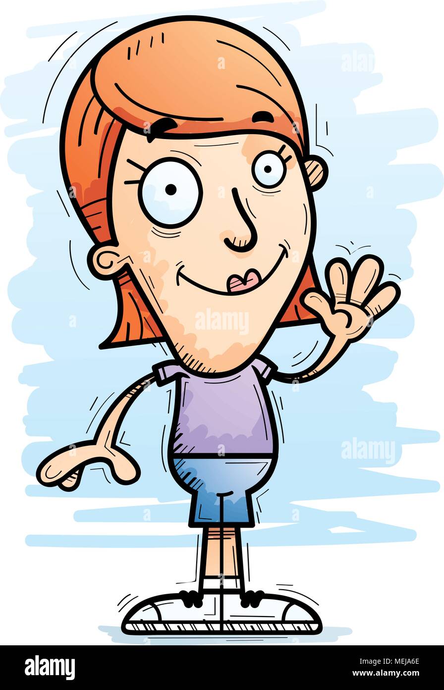 A cartoon illustration of a woman waving Stock Vector Image & Art - Alamy