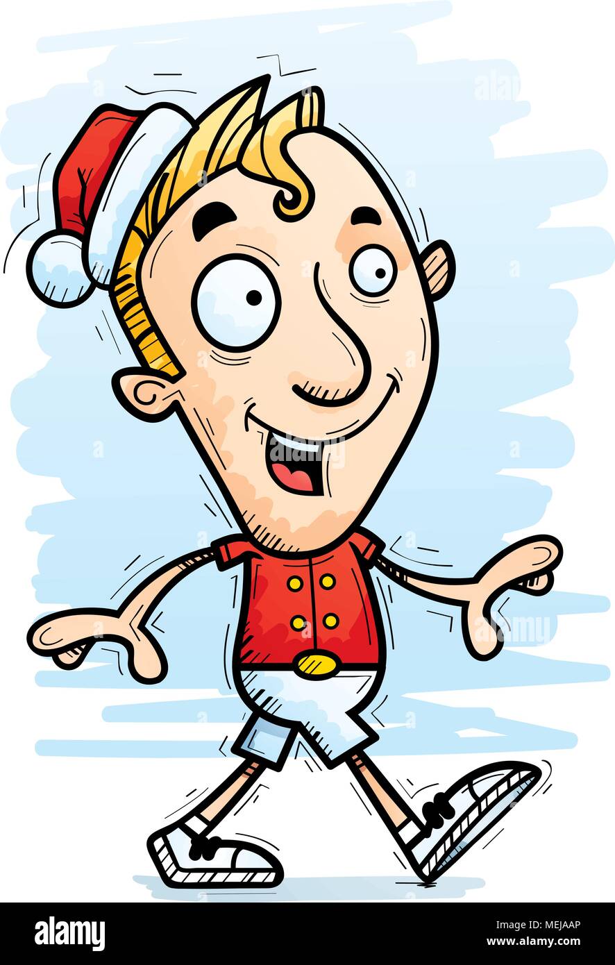 A cartoon illustration of a Christmas elf walking Stock Vector Image ...