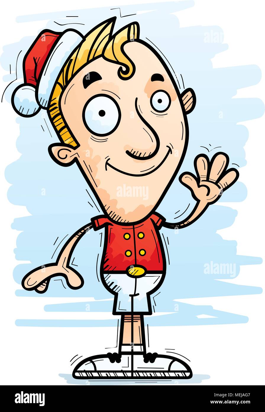 A cartoon illustration of a Christmas elf waving Stock Vector Image ...