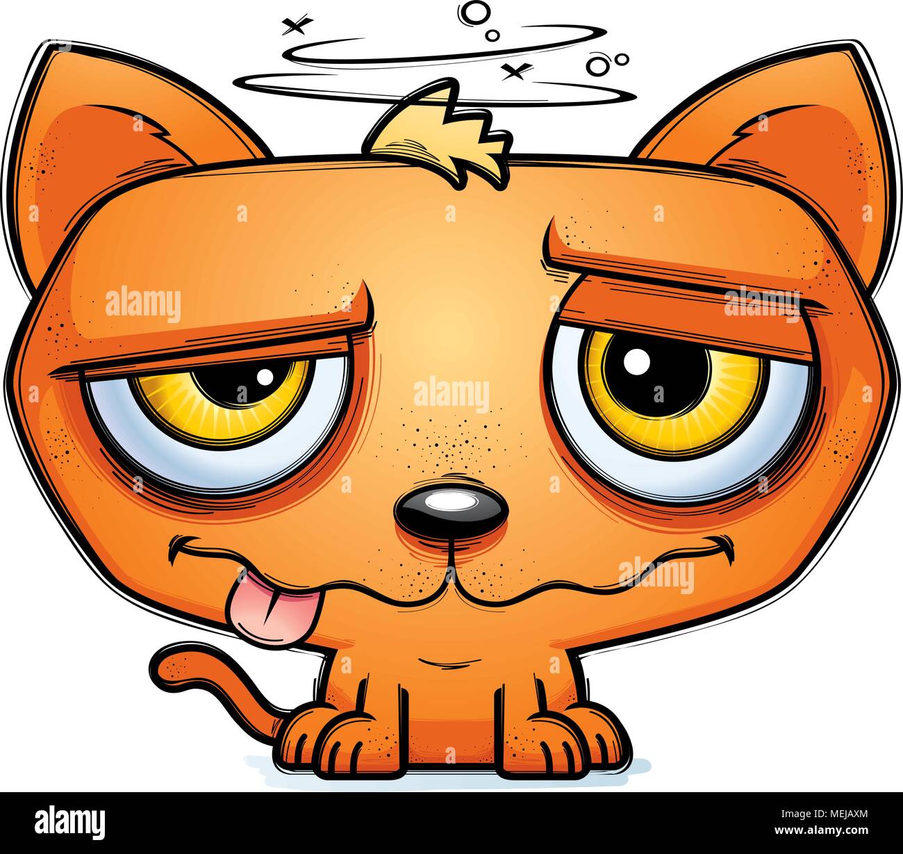 A cartoon illustration of a cat looking intoxicated Stock Vector Image ...