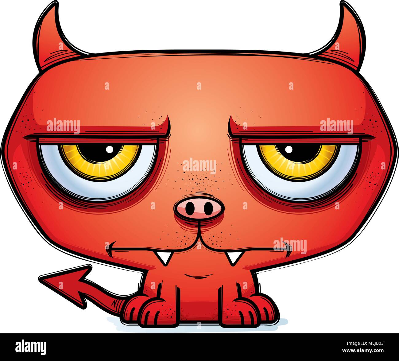 A cartoon illustration of a little devil looking calm Stock Vector ...