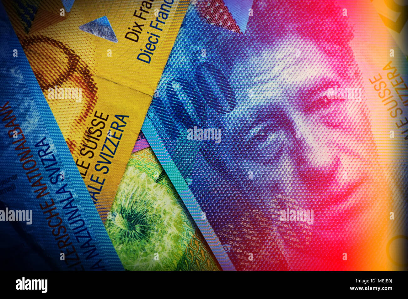 Swiss bank notes are one hundred, ten, twenty francs. Cash Stock Photo ...