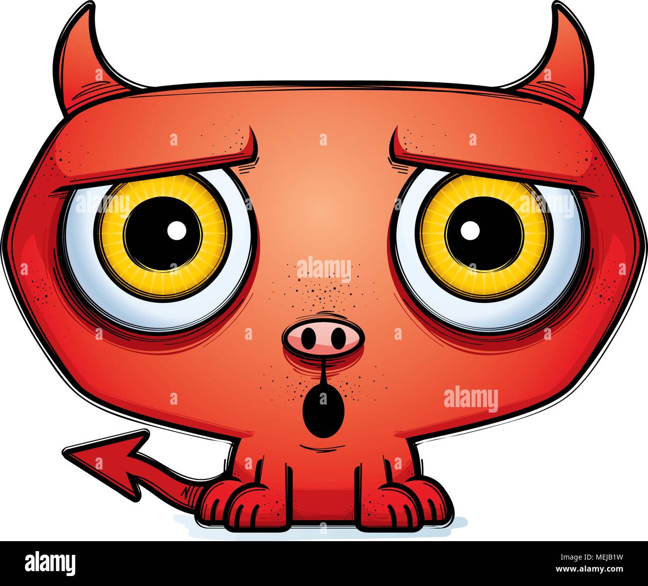 A cartoon illustration of a little devil looking surprised Stock Vector ...