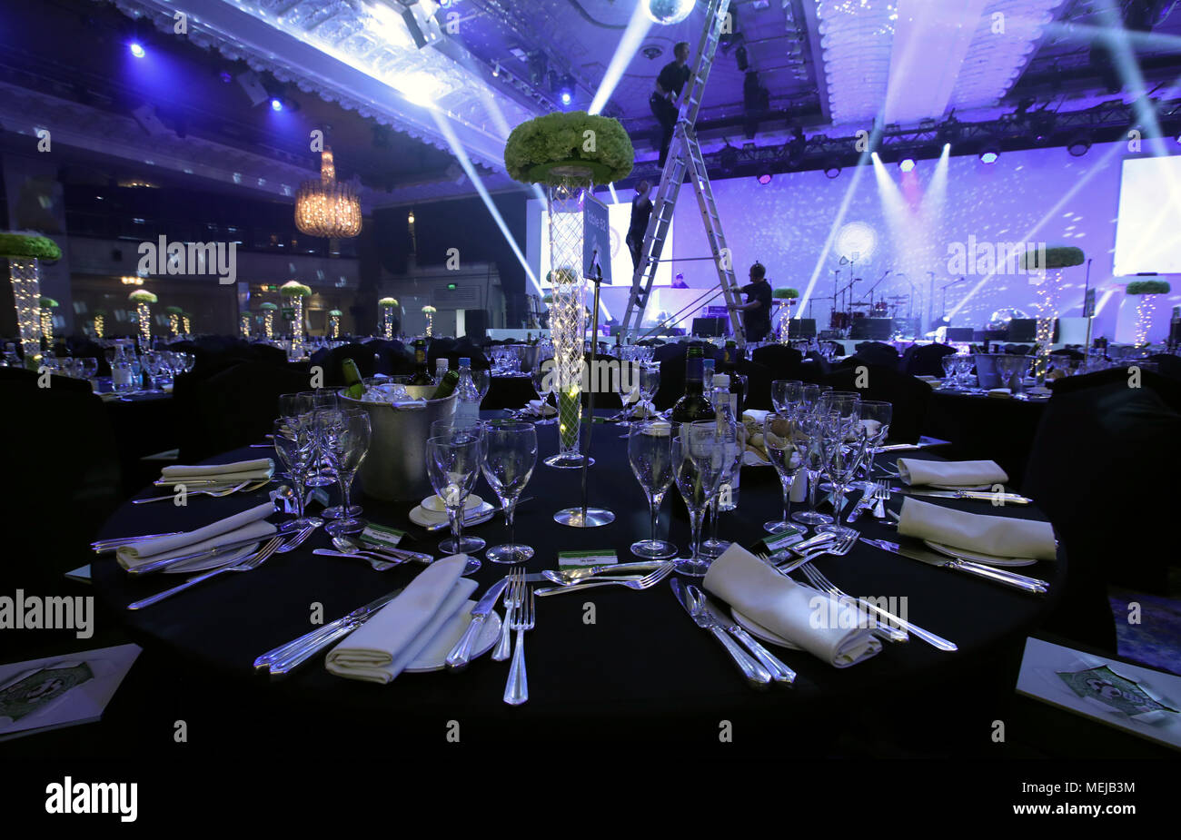 Table arrangement ahead of the 2018 PFA Awards at the Grosvenor House ...