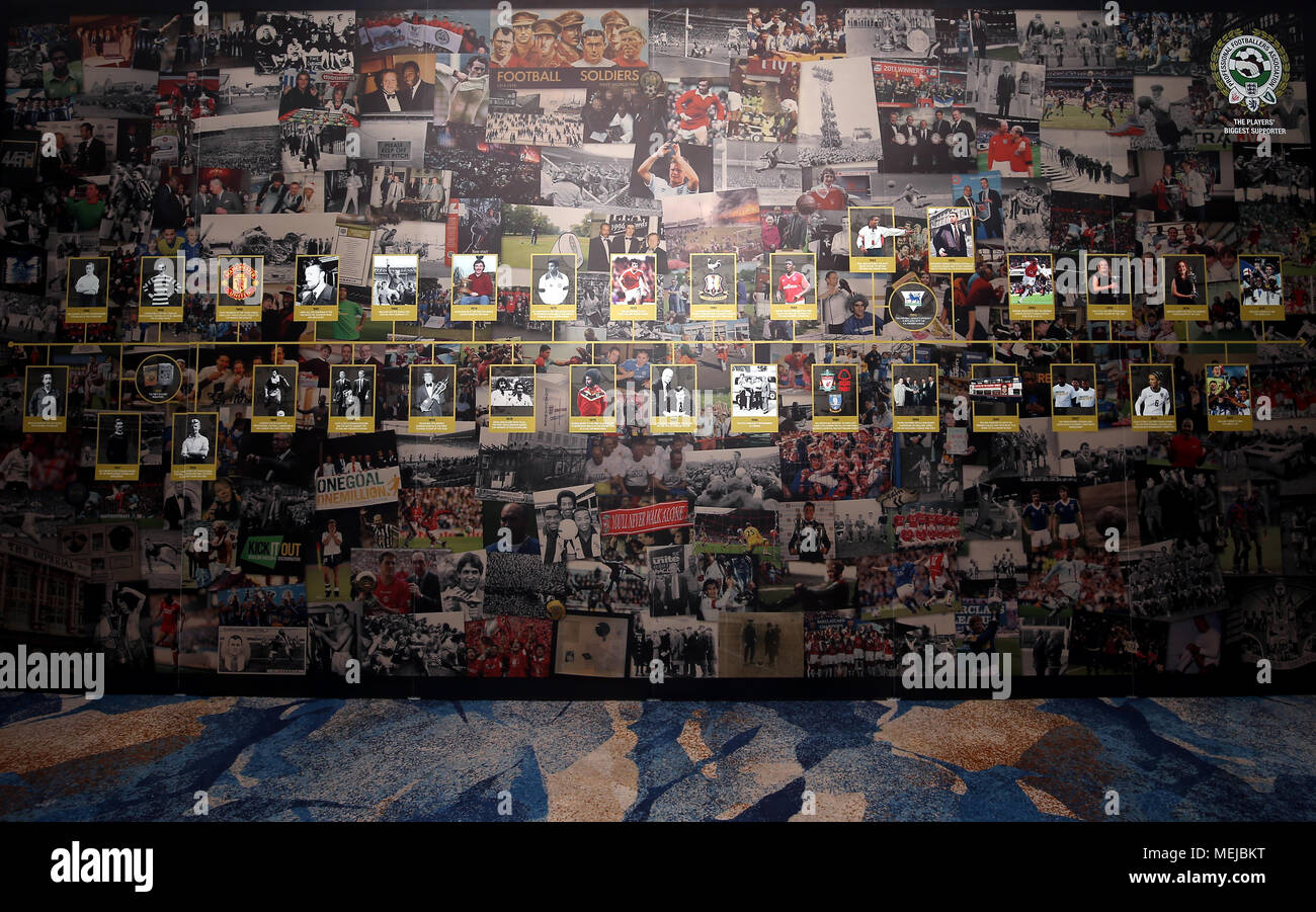 Montage display of pictures during the 2018 PFA Awards at the Grosvenor ...