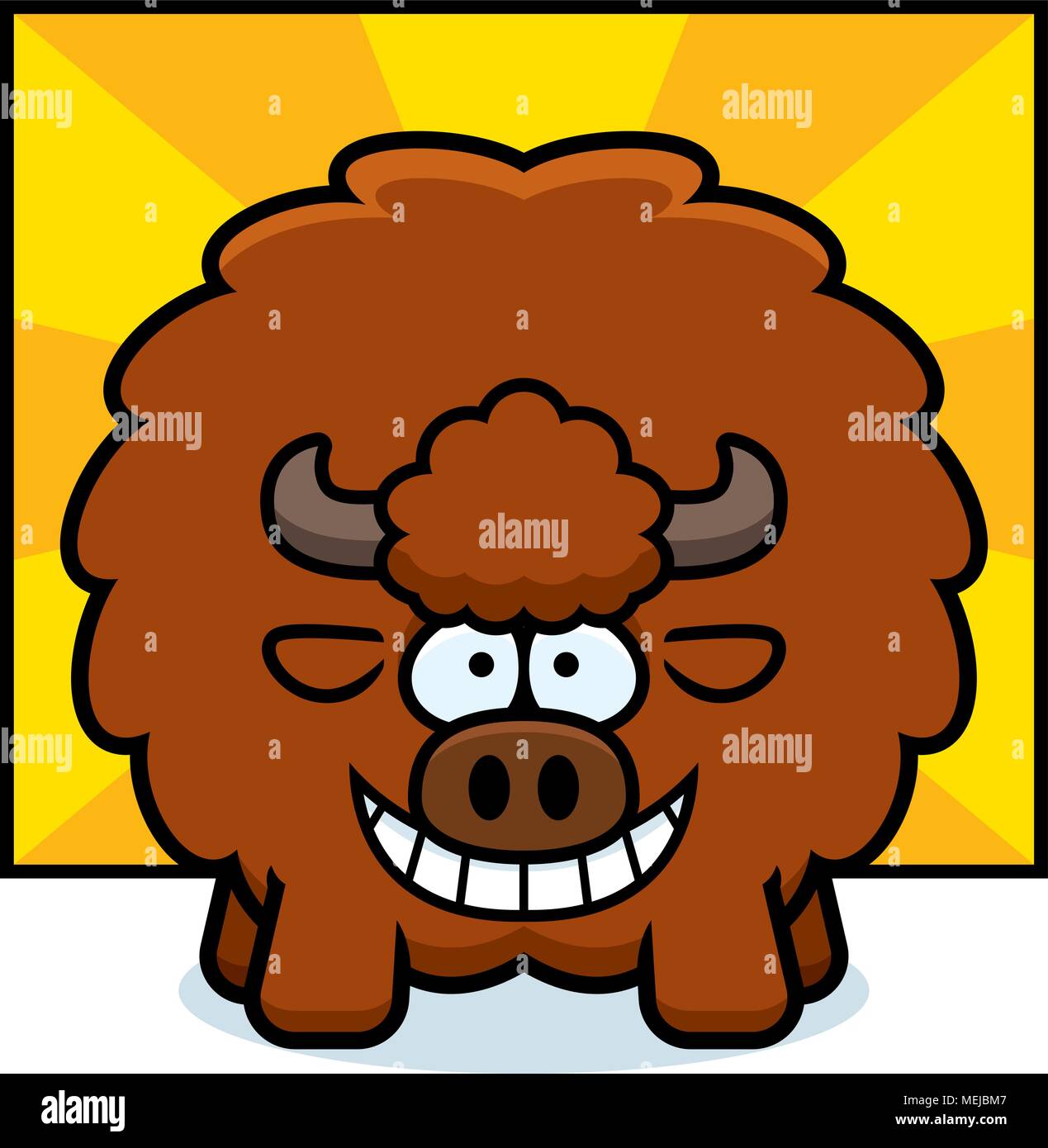 A cartoon illustration of a buffalo looking happy Stock Vector Image ...