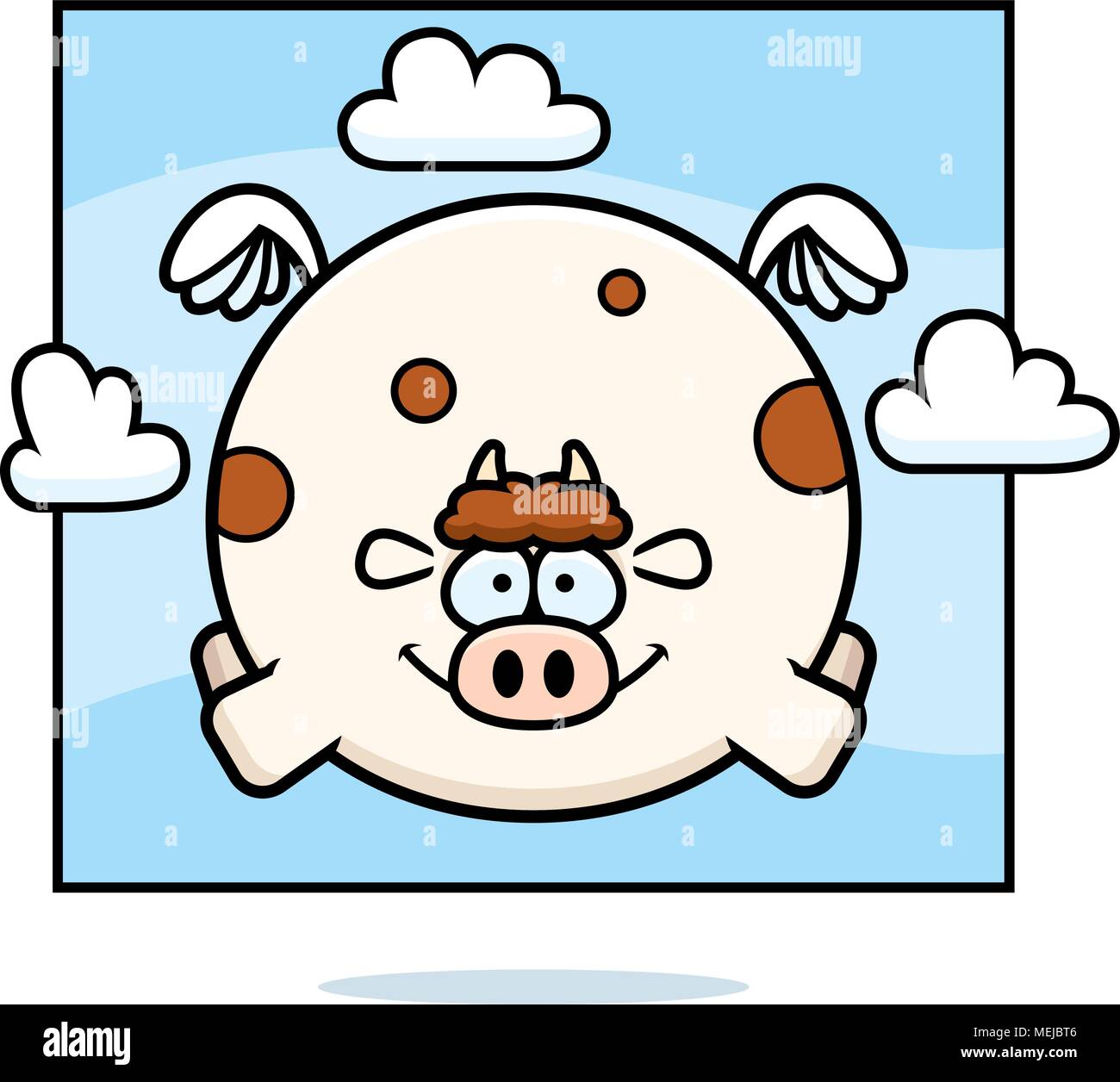 A cartoon illustration of a cow flying in the sky Stock Vector Image ...