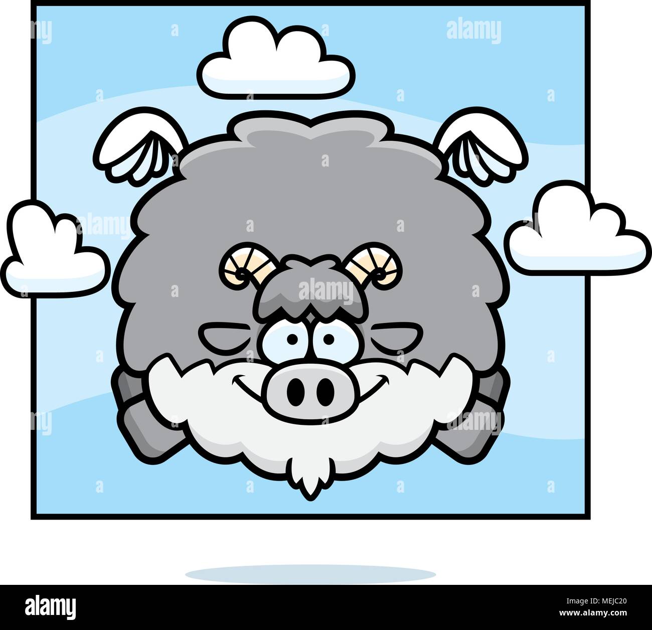 A cartoon illustration of a goat flying in the sky Stock Vector Image ...