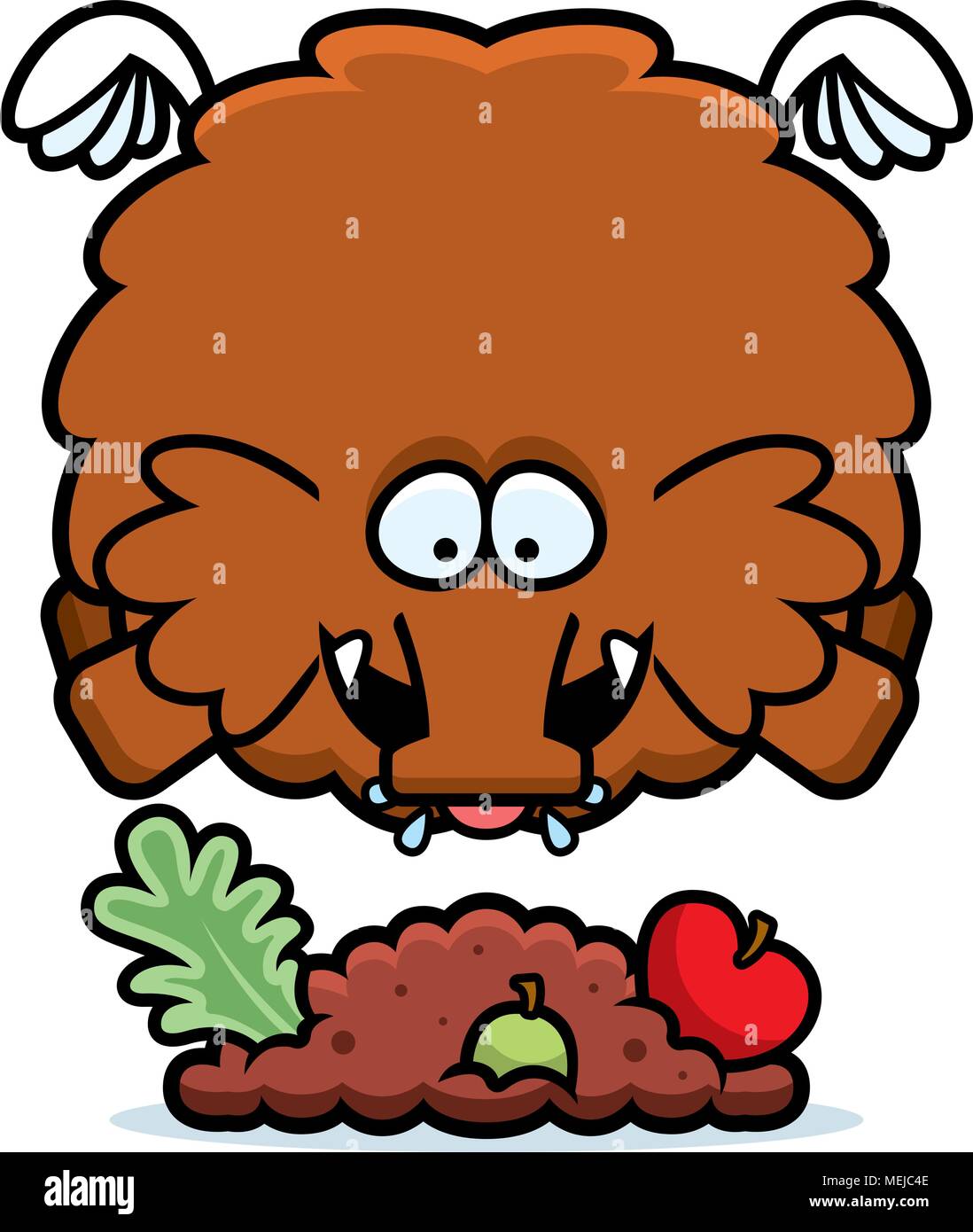 A cartoon illustration of a woolly mammoth eating Stock Vector Image ...